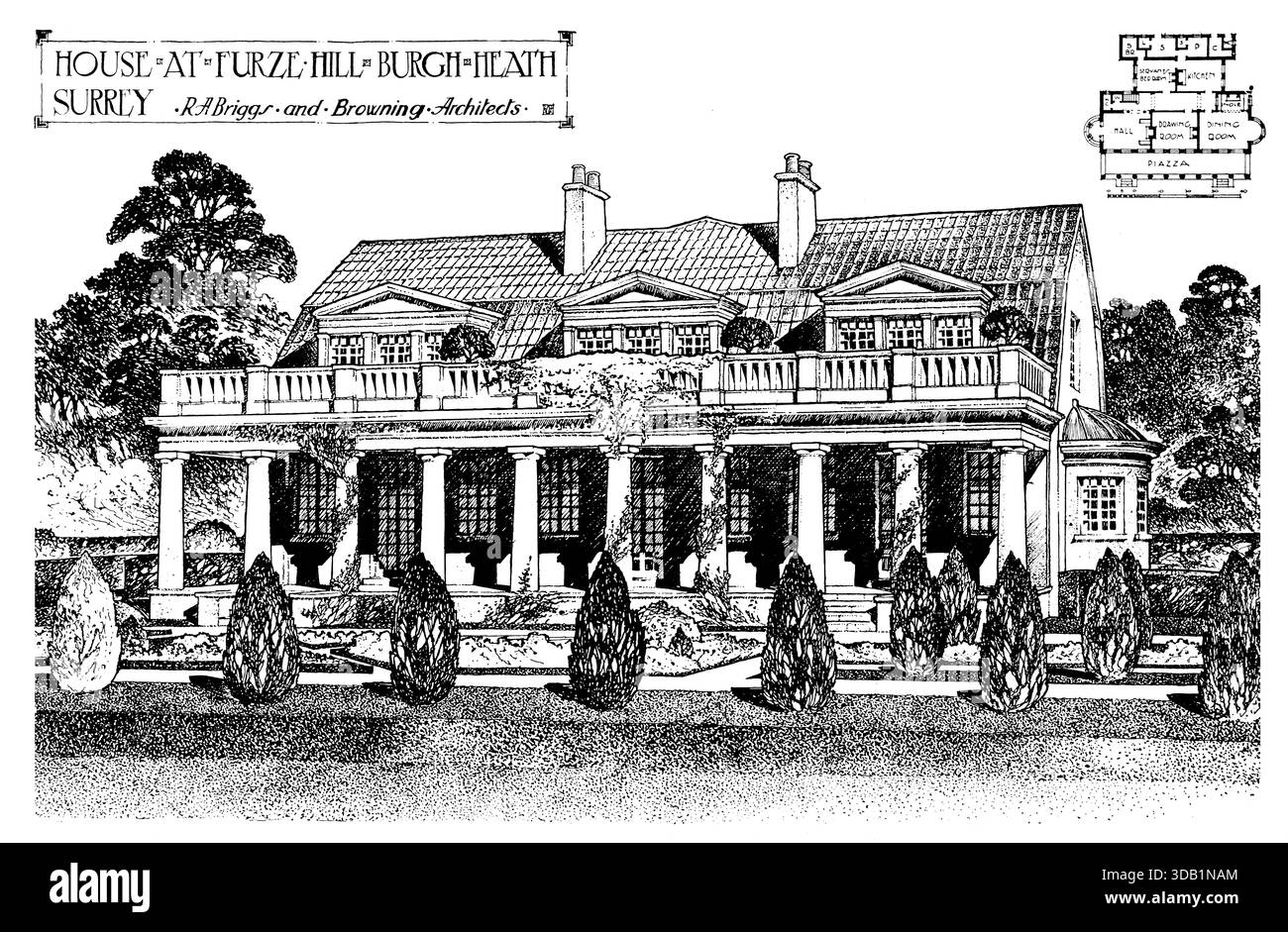 English Pre-War Architecture House at Furze Hill, Burgh Hill, Surrey ...