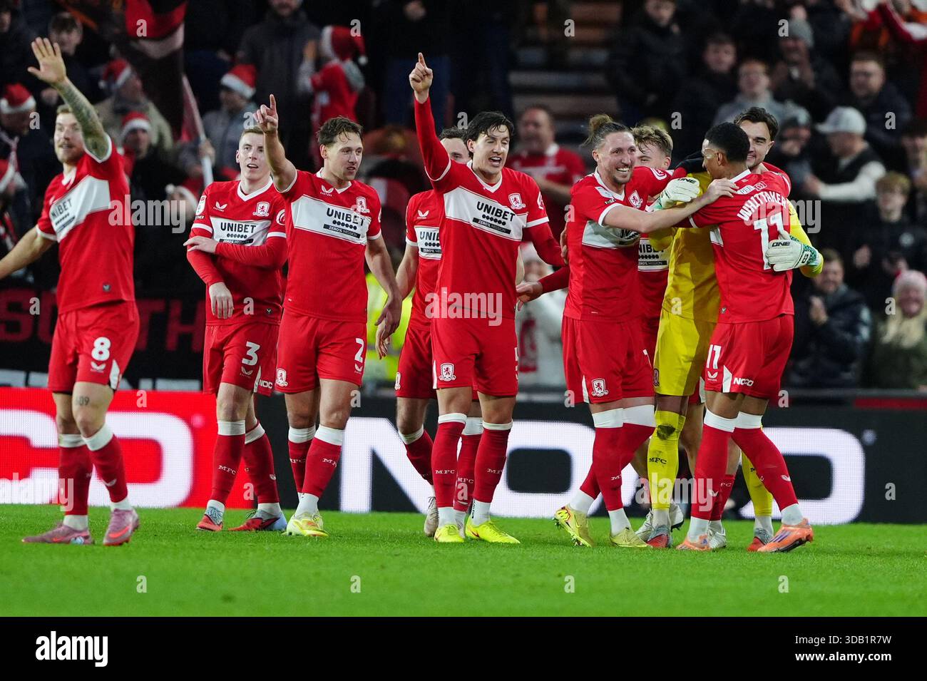 Middlesbrough goalkeeper Sol Brynn (second from right) celebrates his ...
