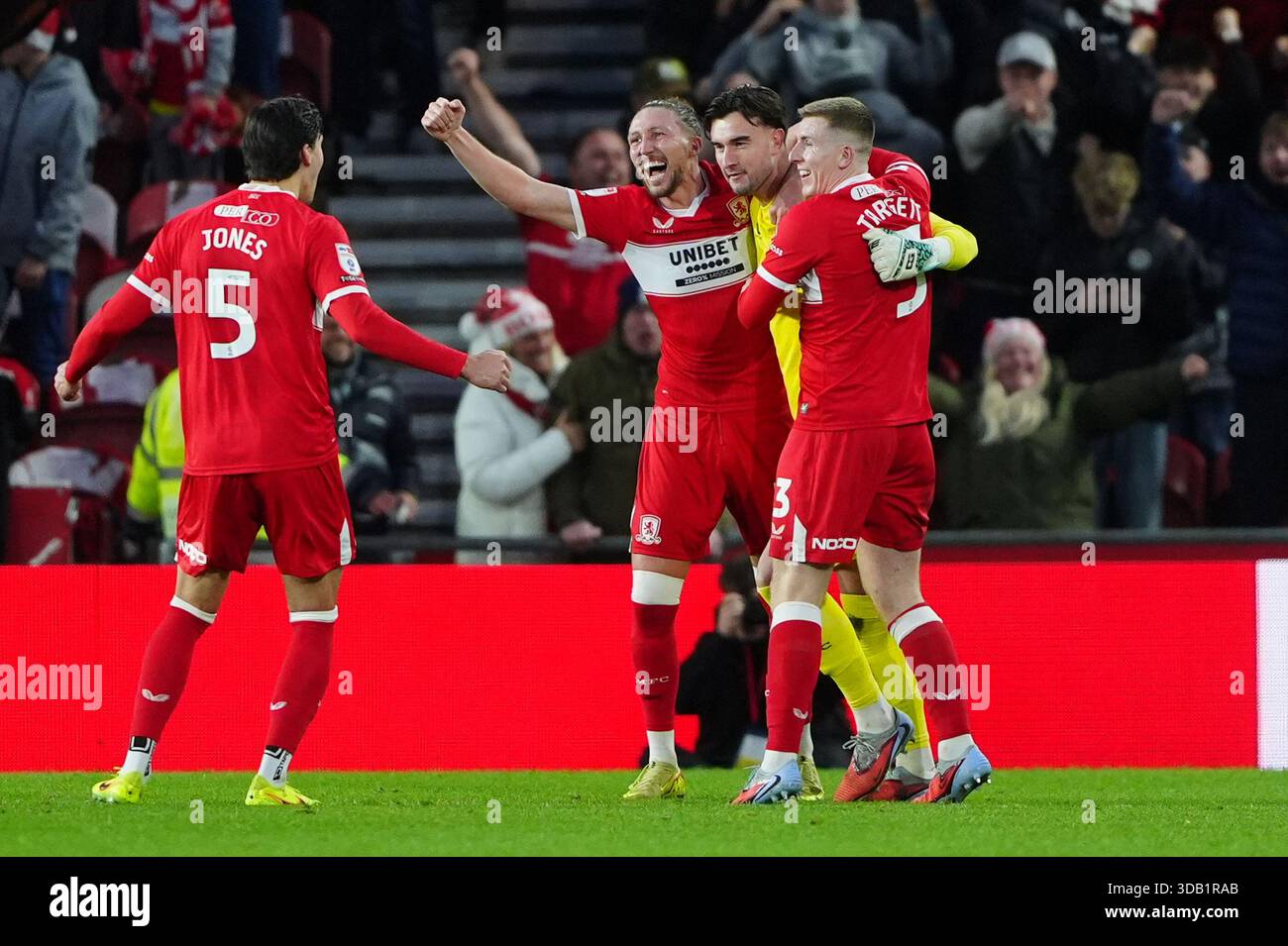 Middlesbrough goalkeeper Sol Brynn (second from right) celebrates his ...