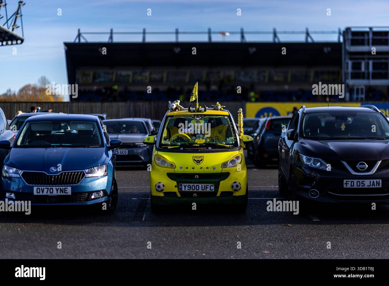 An Oxford United fan's car outside the Kassam Stadium during the Sky ...