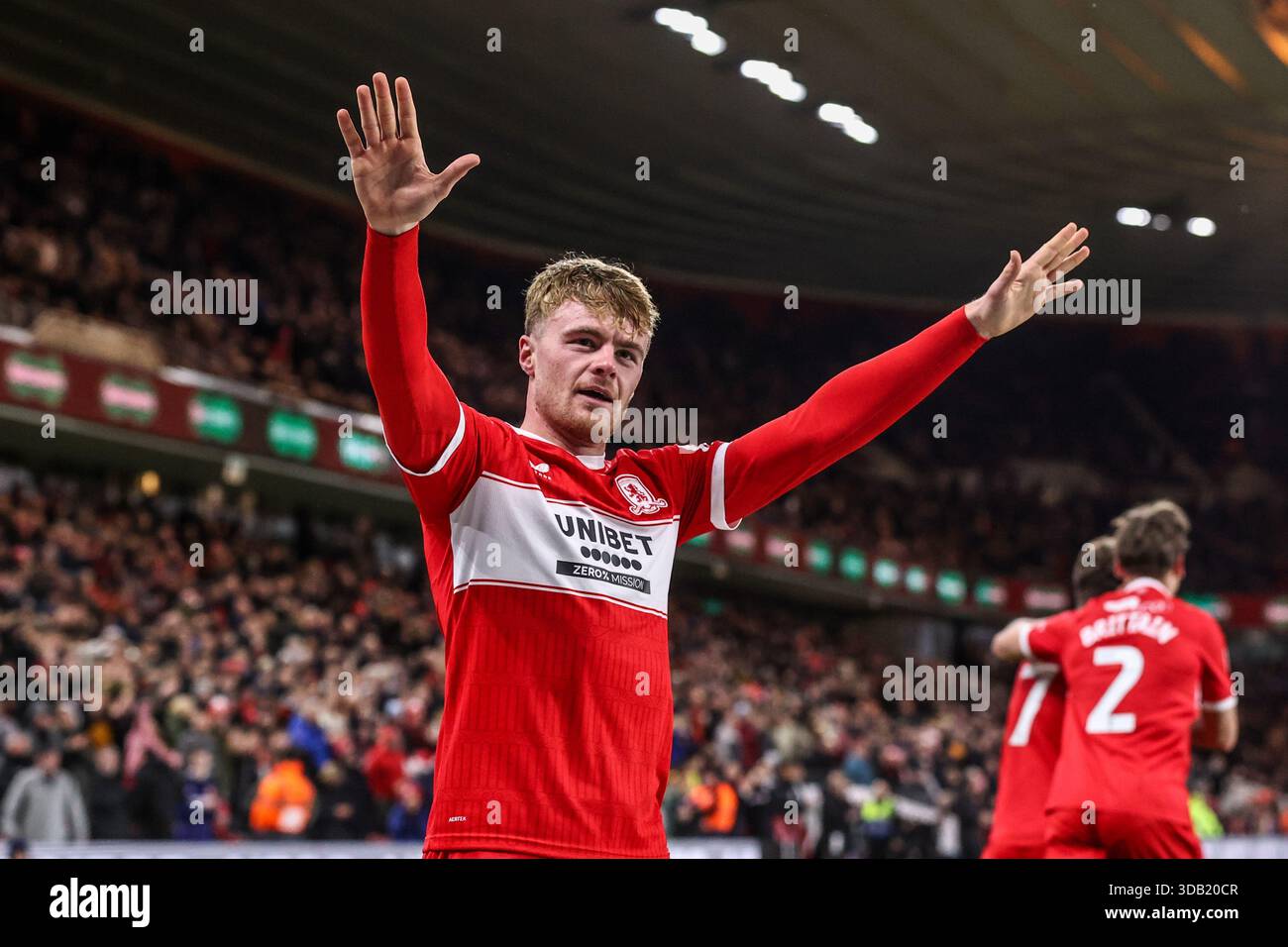 Tommy Conway of Middlesbrough celebrates his goal to make it 3-0 during ...