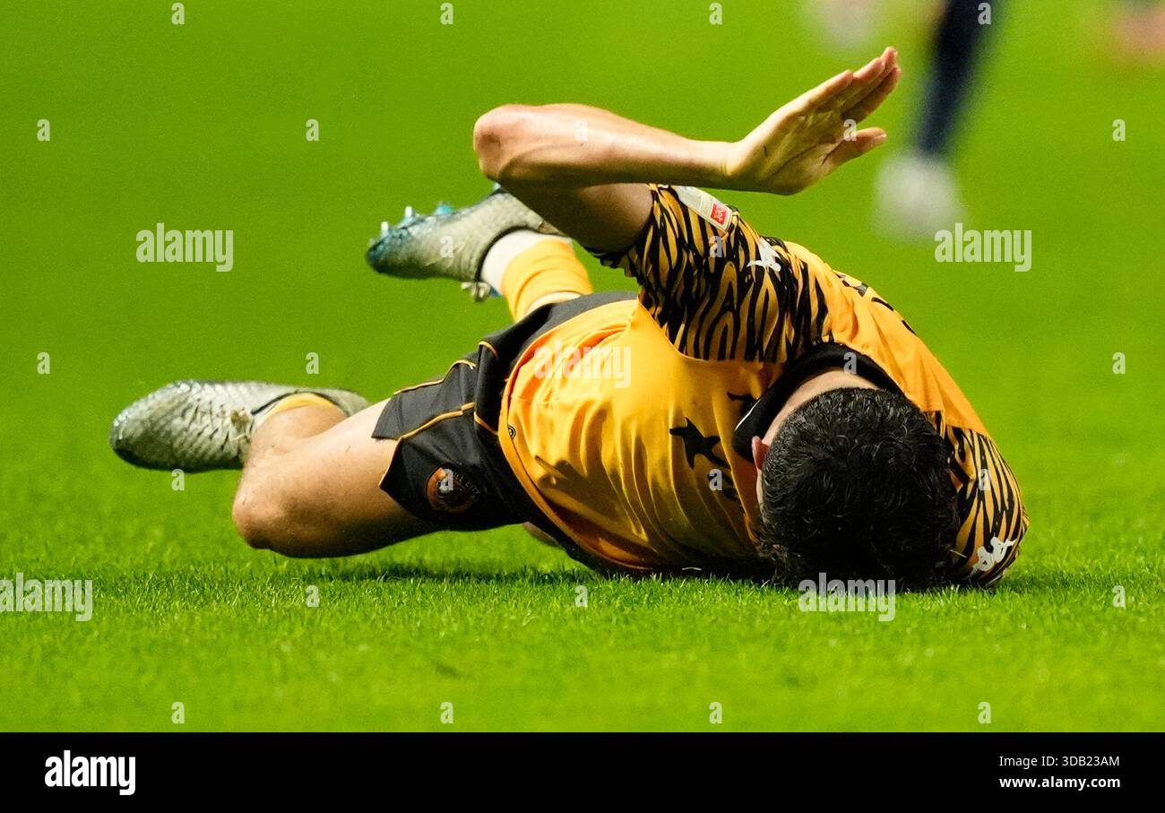 Hull City's Kyle Joseph on the floor during the Sky Bet Championship ...