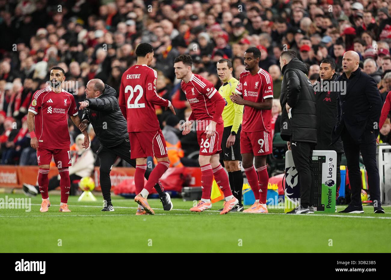 Liverpool's Andrew Robertson and Alexander Isak are subbed on as ...