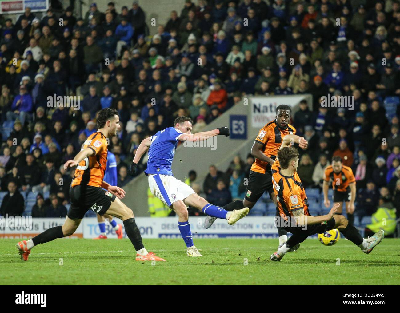 Liam Mandeville of Chesterfield scores to make it 3-1 during the Sky ...