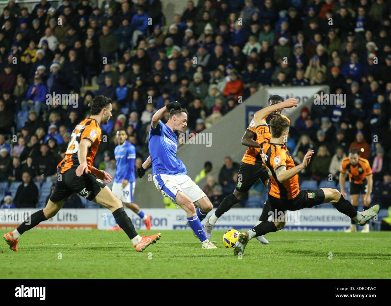 Liam Mandeville of Chesterfield scores to make it 3-1 during the Sky ...