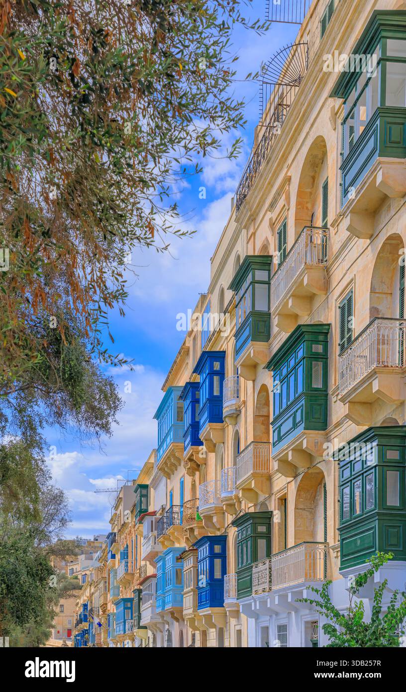 Typical urban view of Valletta in Malta: glimpse of the Maltese ...