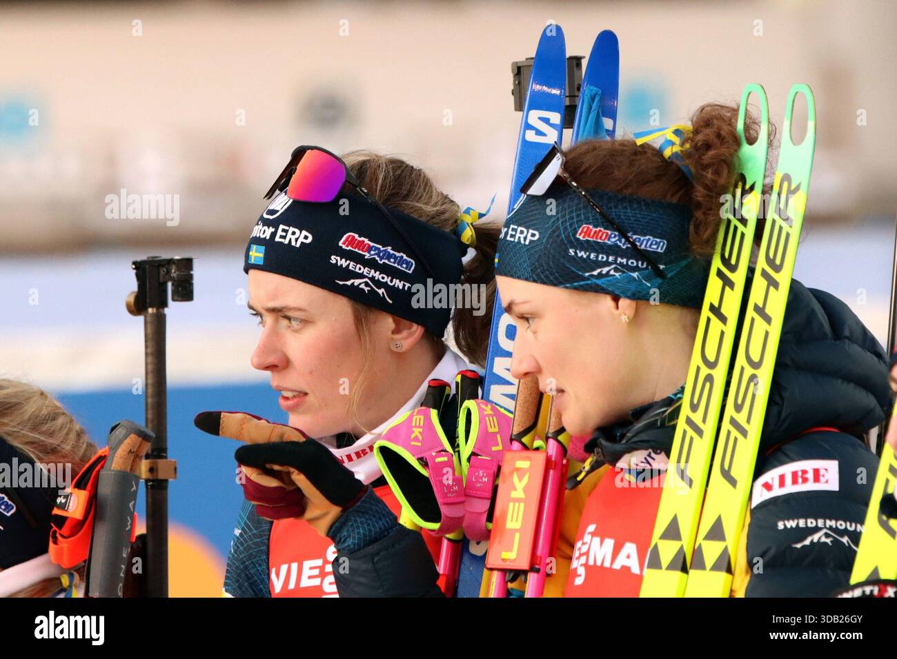 HOCHFILZEN, AUSTRIA - DECEMBER 13: the sisters OEBERG Elvira (SWE, #4-3 ...