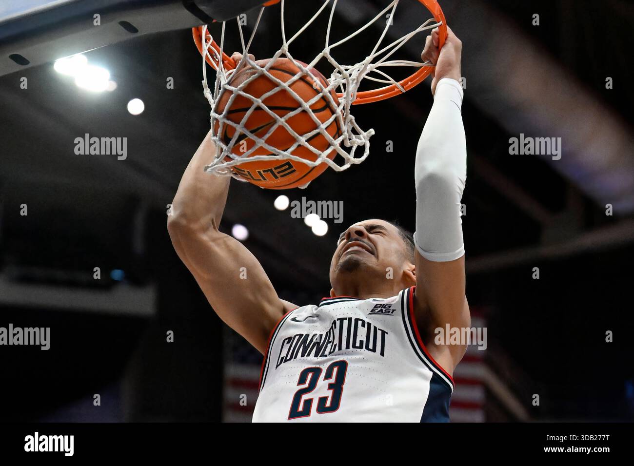 UConn forward Jayden Ross (23) dunks the ball in the second half of an ...