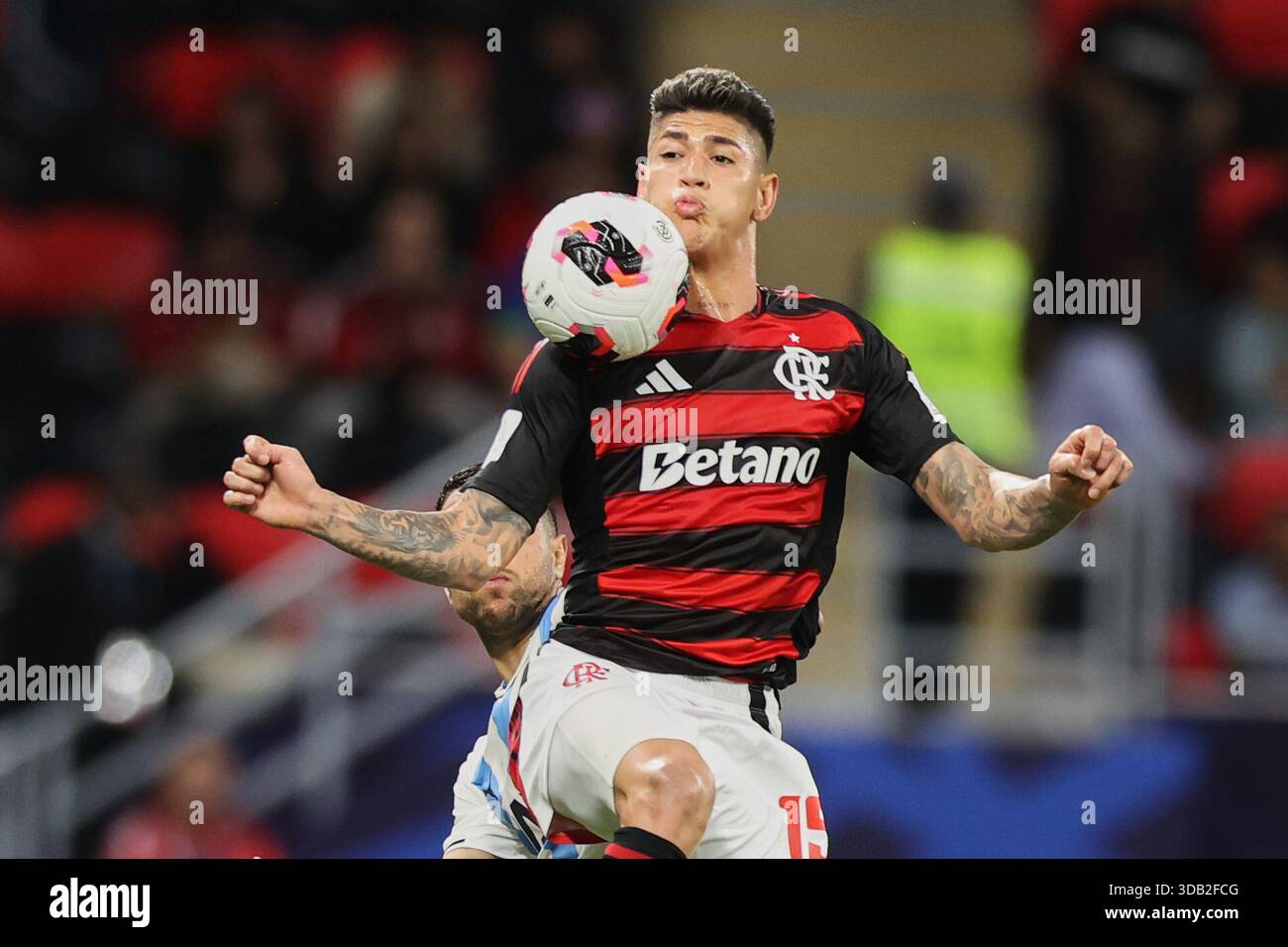 Flamengo's Jorge Carrascal controls the ball past Pyramids' Mohamed ...