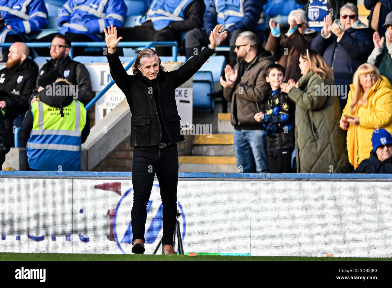 Gareth Ainsworth Manager of Gillingham gestures to fans at start of ...
