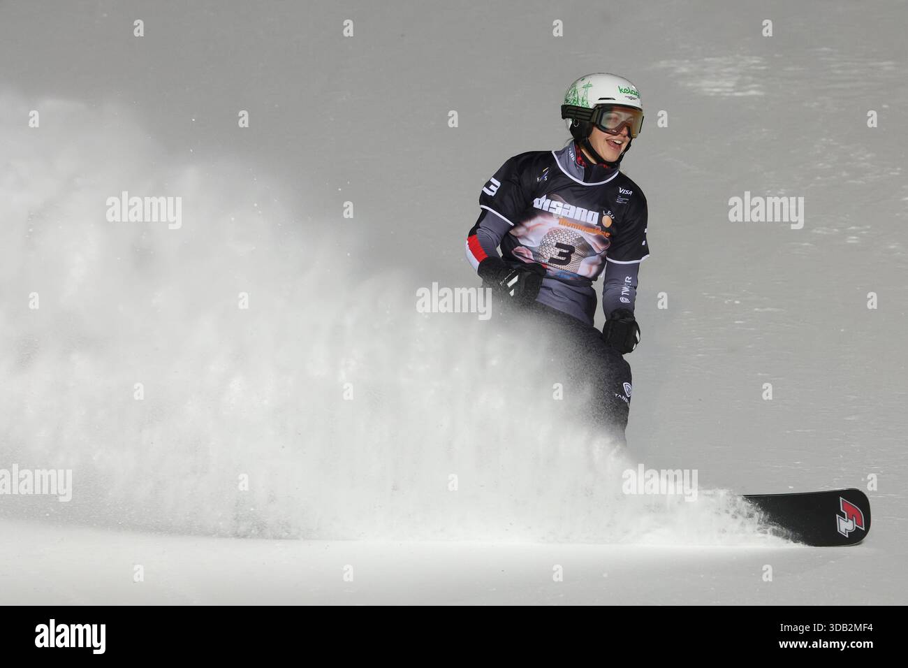 Sabine PAYER of Austria reacts after winning the women's parallel giant ...