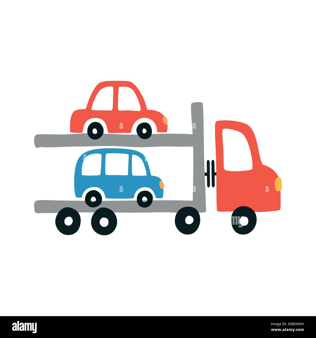 Car carrier truck transporting various cars on its two level trailer ...