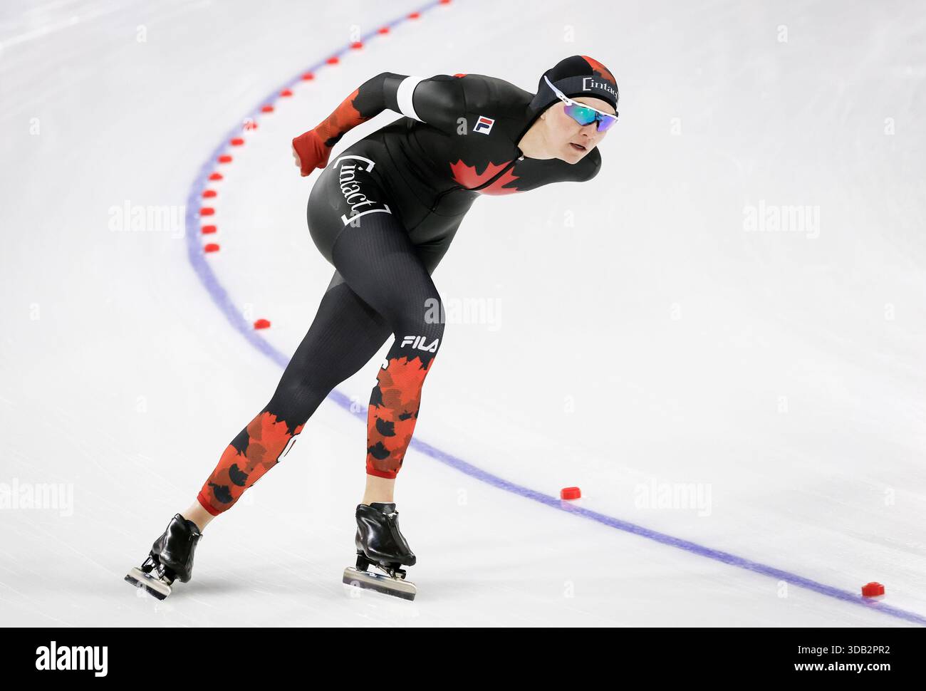 Canada's Isabelle Weidemann skates during the women's 3000-metre ...