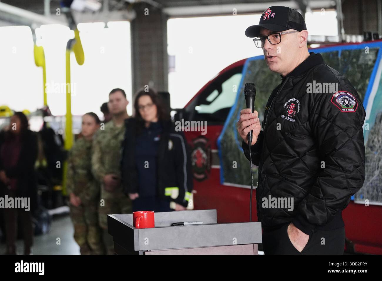 Snohomish Regional Fire and Rescue battalion chief Jamal Beckham speaks ...