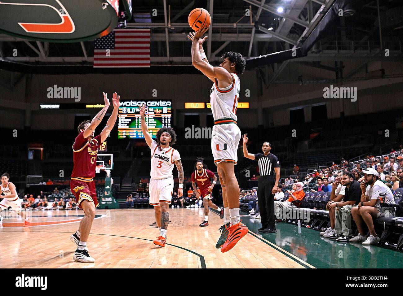 CORAL GABLES, FL - DECEMBER 13: Miami guard John Laboy II (12) shoots a ...