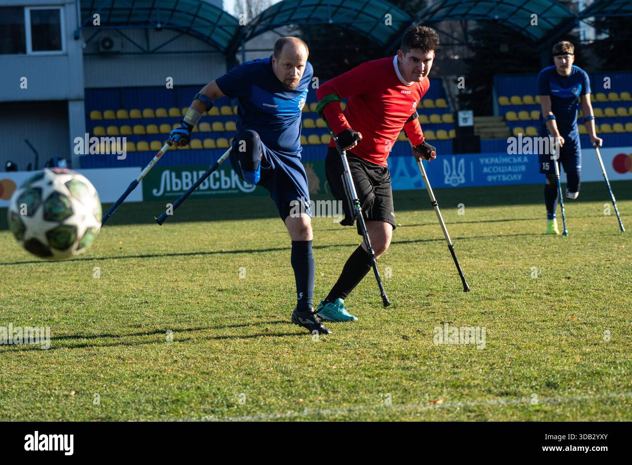 Amputee war veterans play a soccer tournament for war-wounded amputees ...