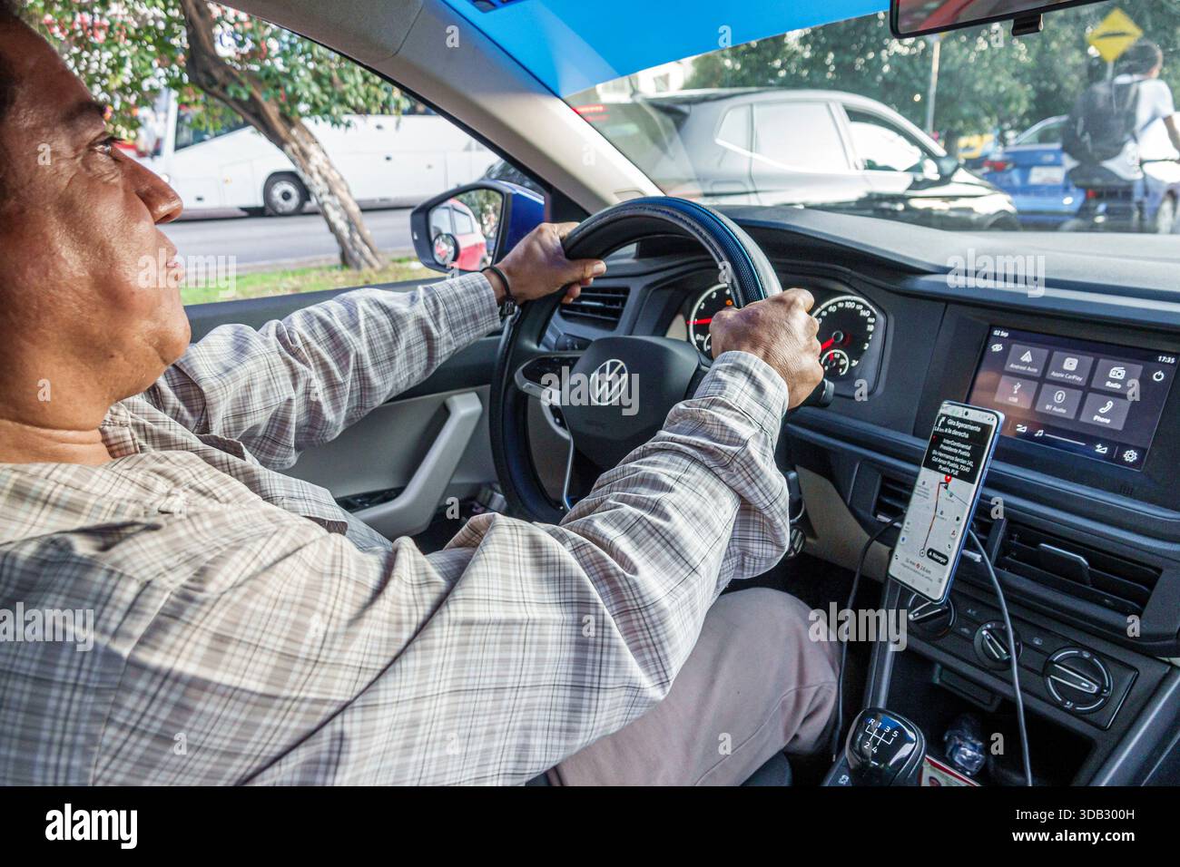 Puebla Mexico,inside interior car,man adult male Uber driver,Hispanic ...