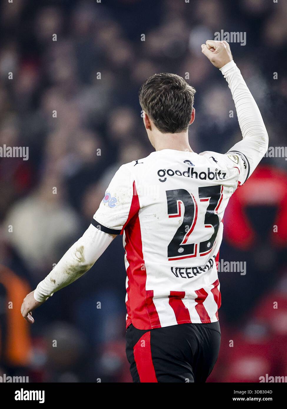 EINDHOVEN - Joey Veerman of PSV Eindhoven celebrates the 3-2 goal ...