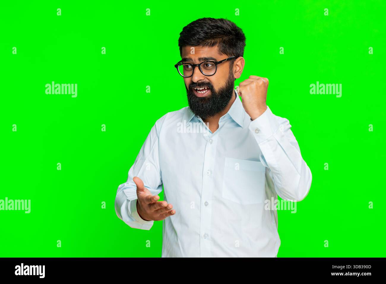 Indian man hits fist hi-res stock photography and images - Alamy