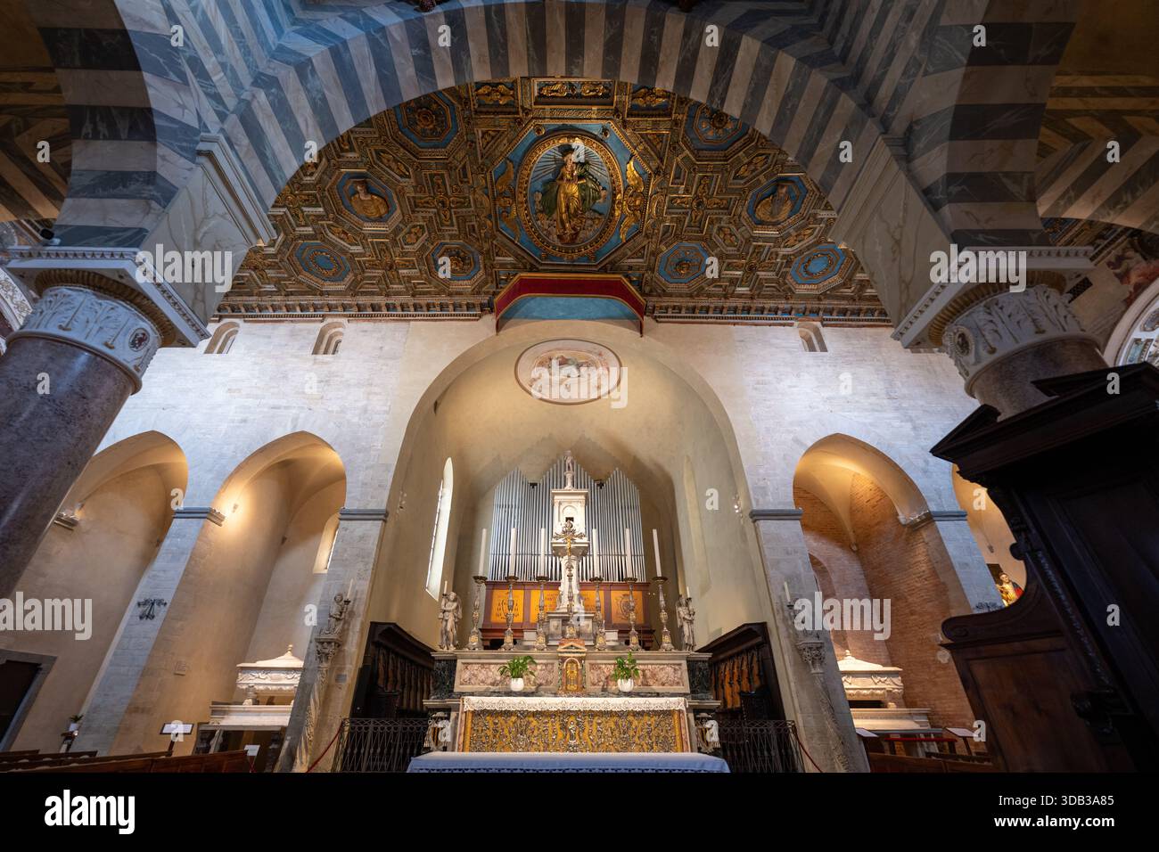Volterra, Italy - Jul 21, 2025: High altar of Volterra Cathedral with ...