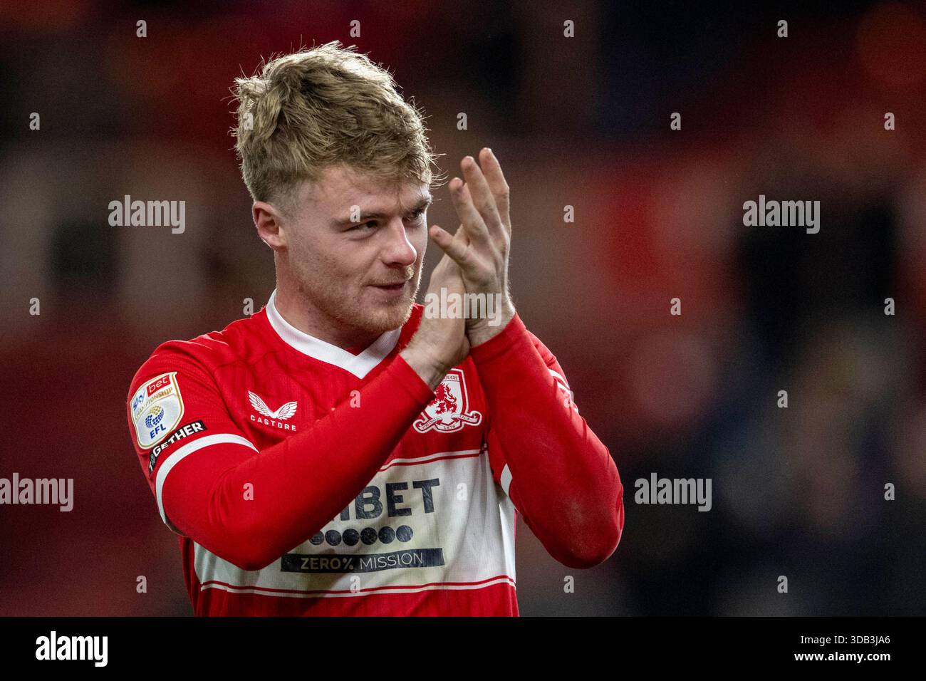 Tommy Conway of Middlesbrough after the final whistle applauds the fans ...