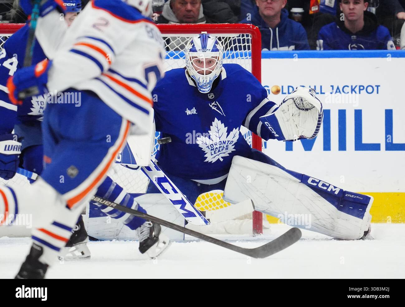 Toronto Maple Leafs goaltender Dennis Hildeby (35) prepares to make a ...