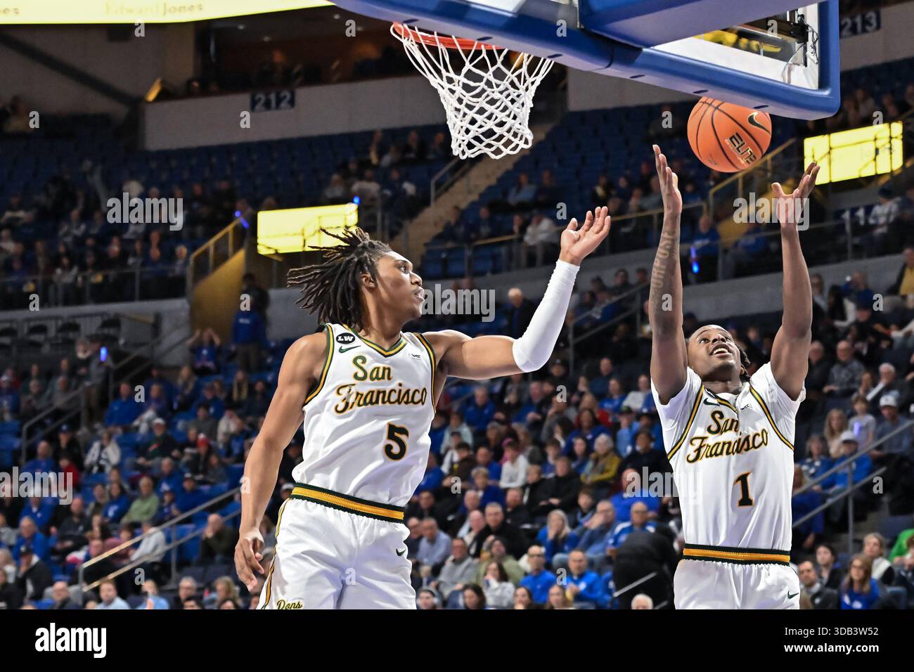 DECEMBER 13, 2025: San Francisco Dons forward Mookie Cook (1) and San ...