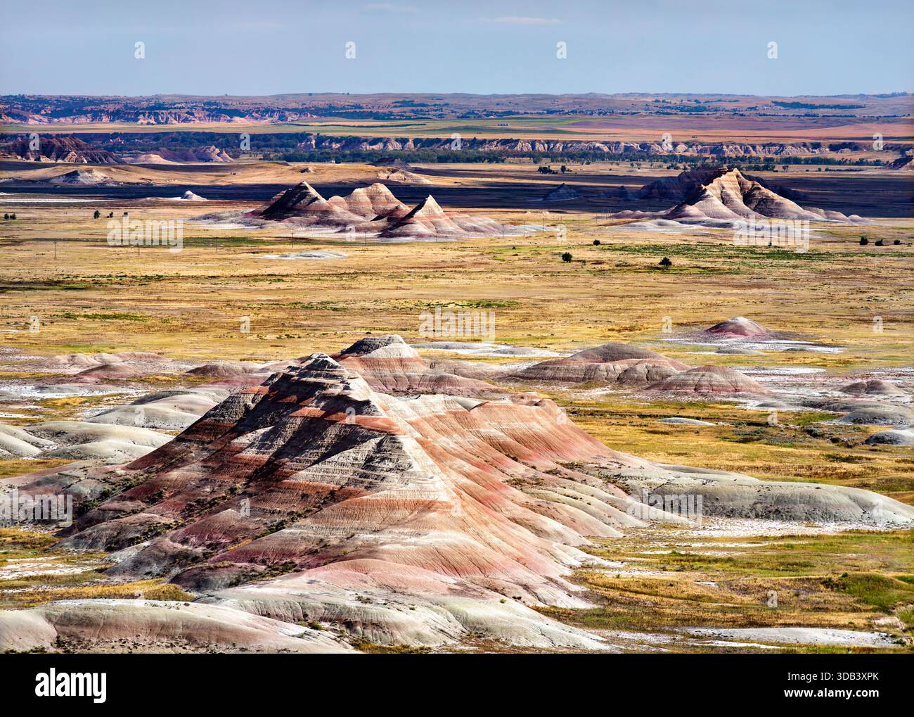 Telephoto view from Panorama Point shows colorful conical hills in ...