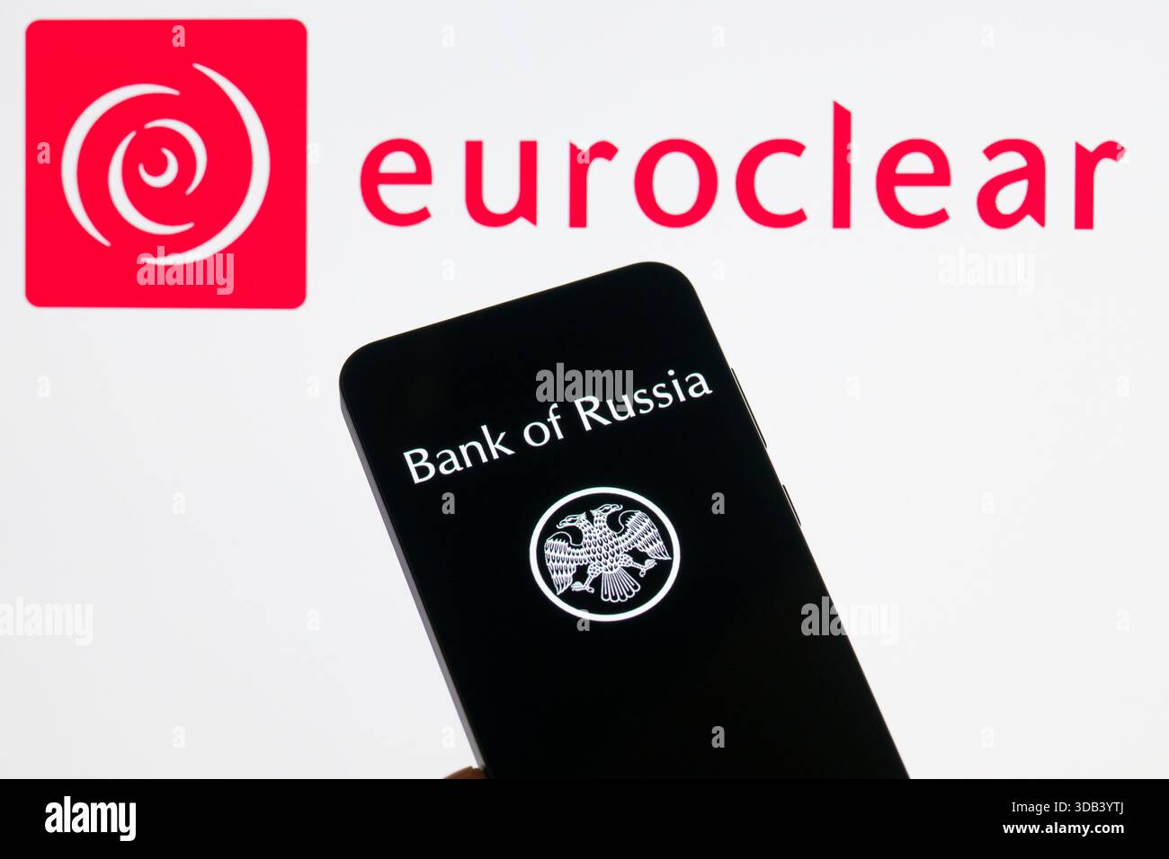The Bank Of Russia (Russian Central Bank) logo is being displayed on a ...