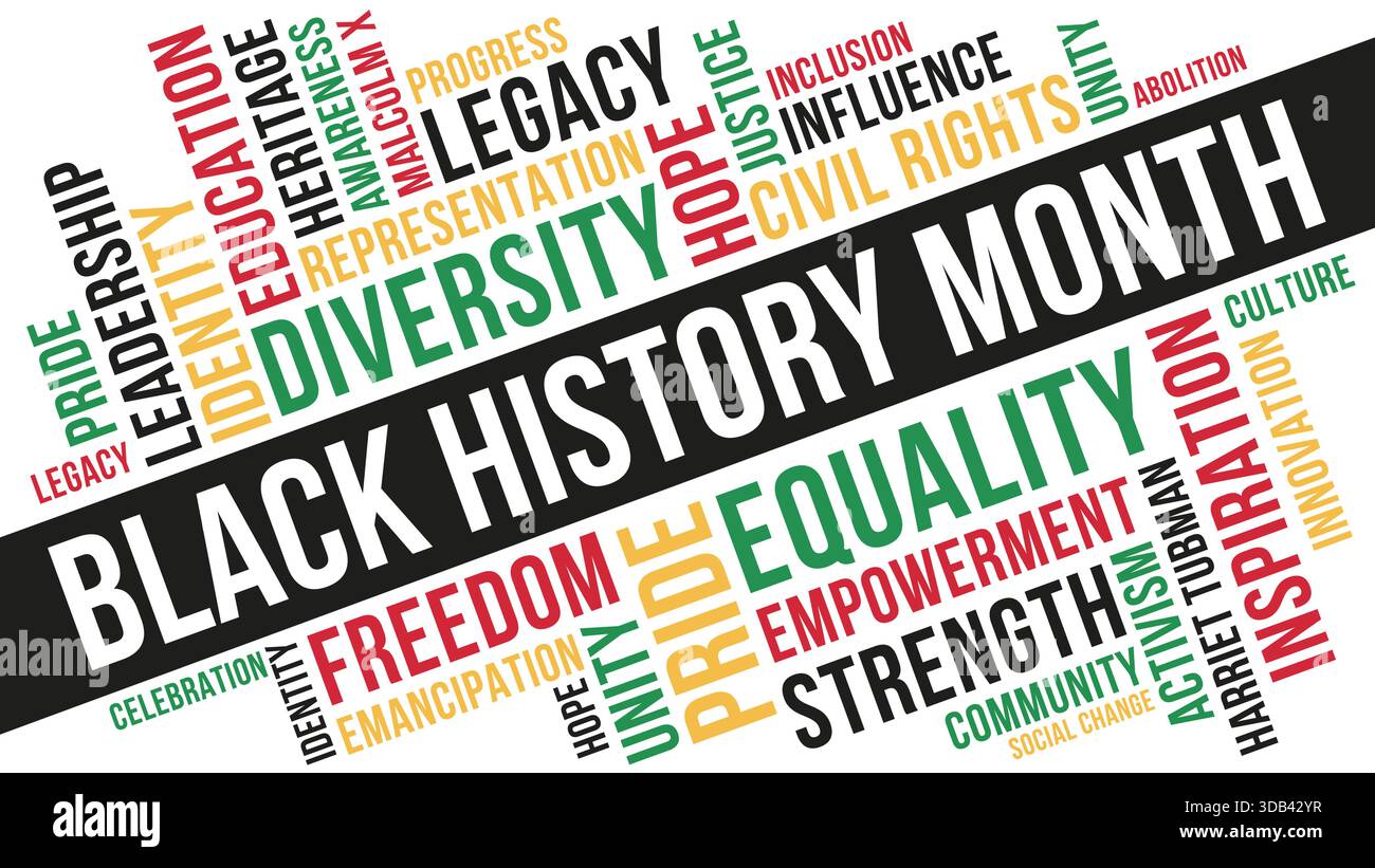 Black History Month Word Cloud for Diversity Equality Leadership and ...