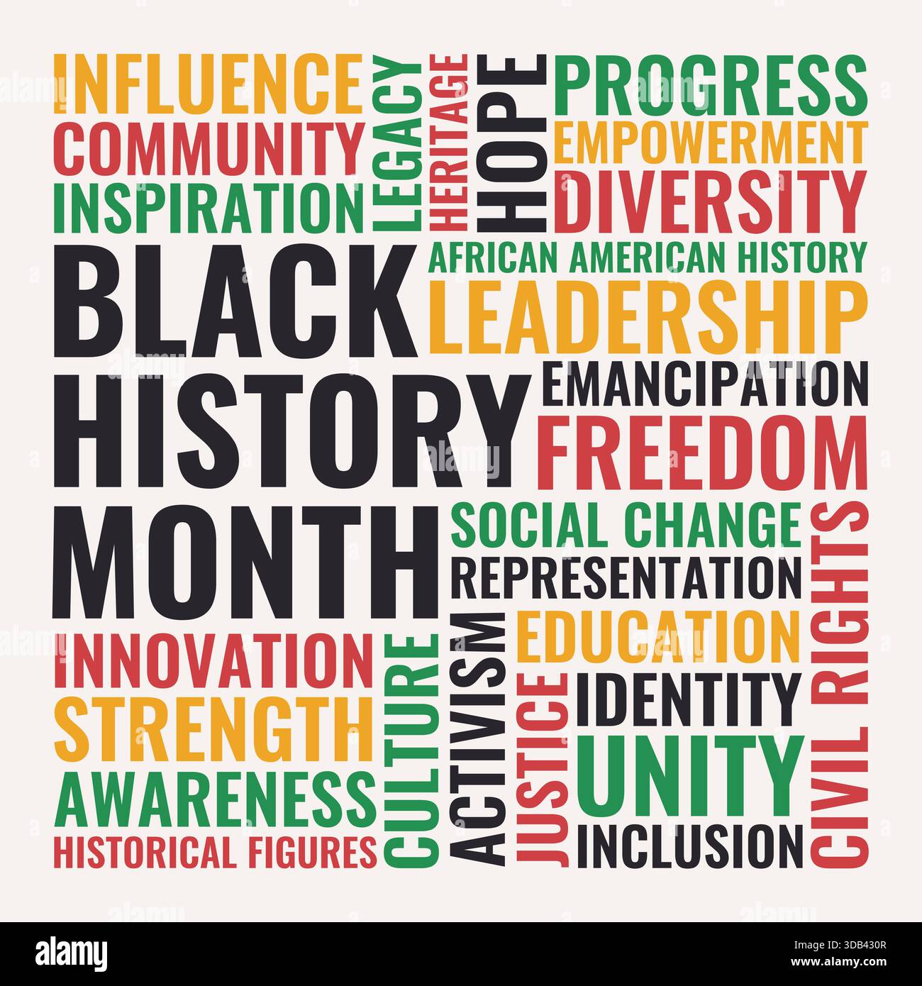 Black History Month Word Cloud for Leadership Freedom Diversity and ...