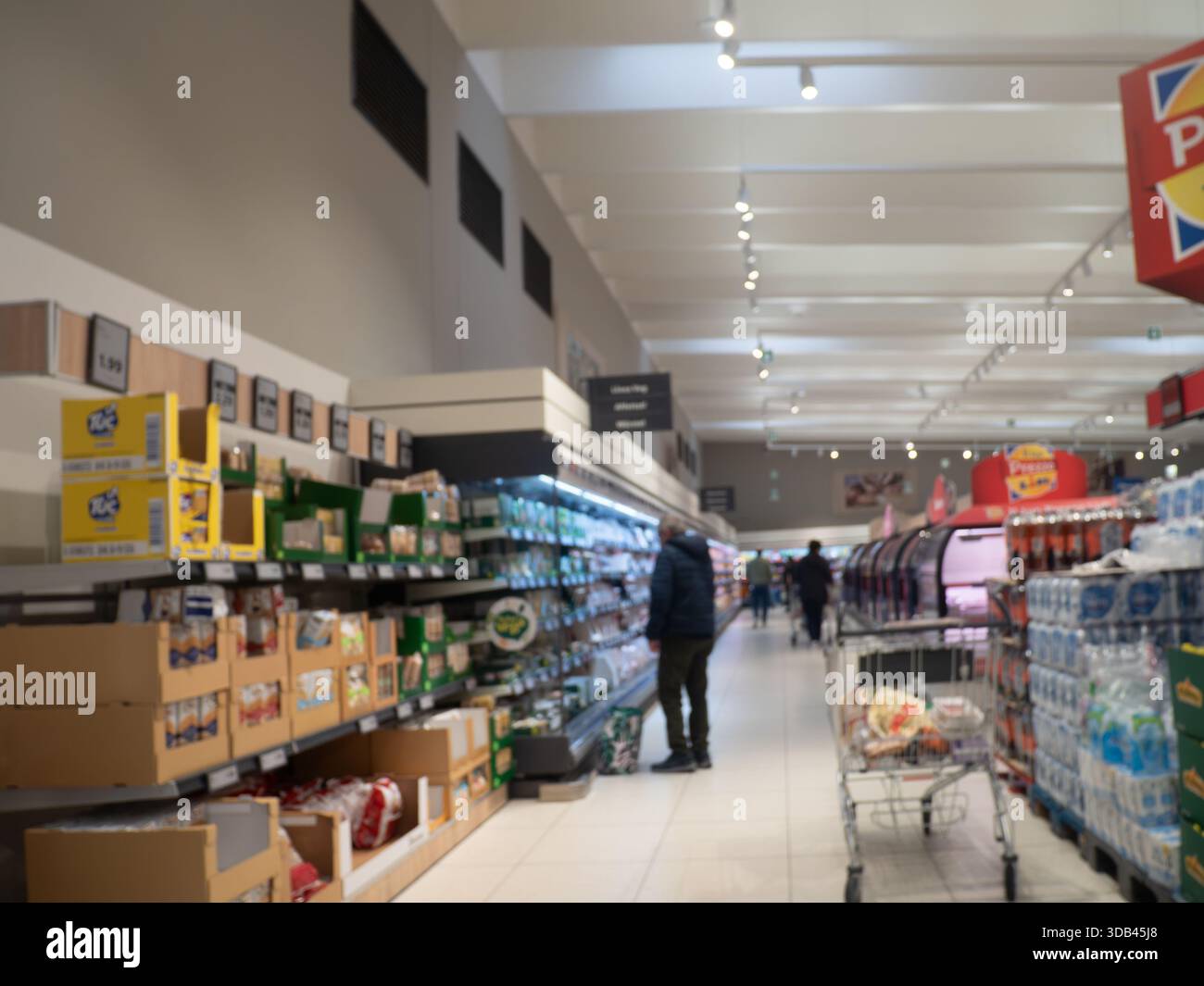 Cremona, Italy October 25th 2025 People shopping inside a modern LIDL ...