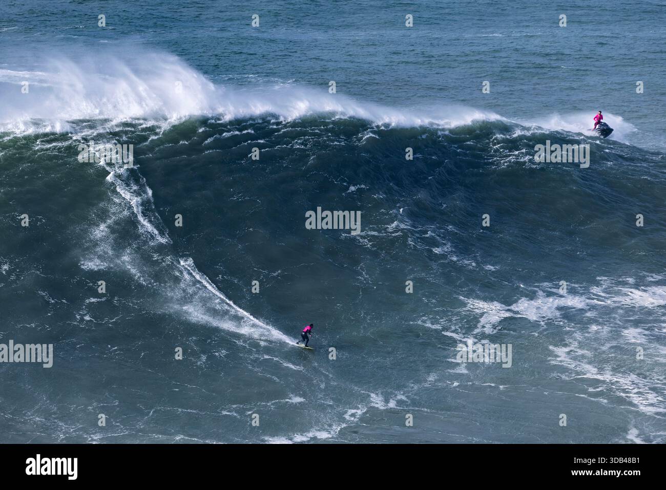 Portuguese big wave surfer Nic von Rupp rides a wave at Praia do Norte ...
