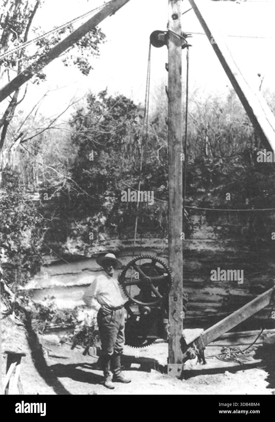 Vintage black and white photograph of American archaeologist Edward ...