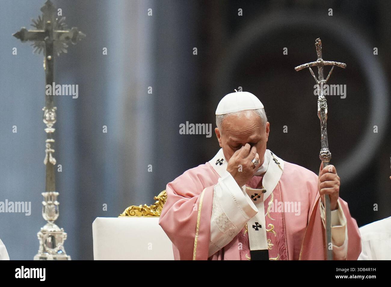 Pope Leo XIV gestures as he celebrates a Mass on the occasion of the ...