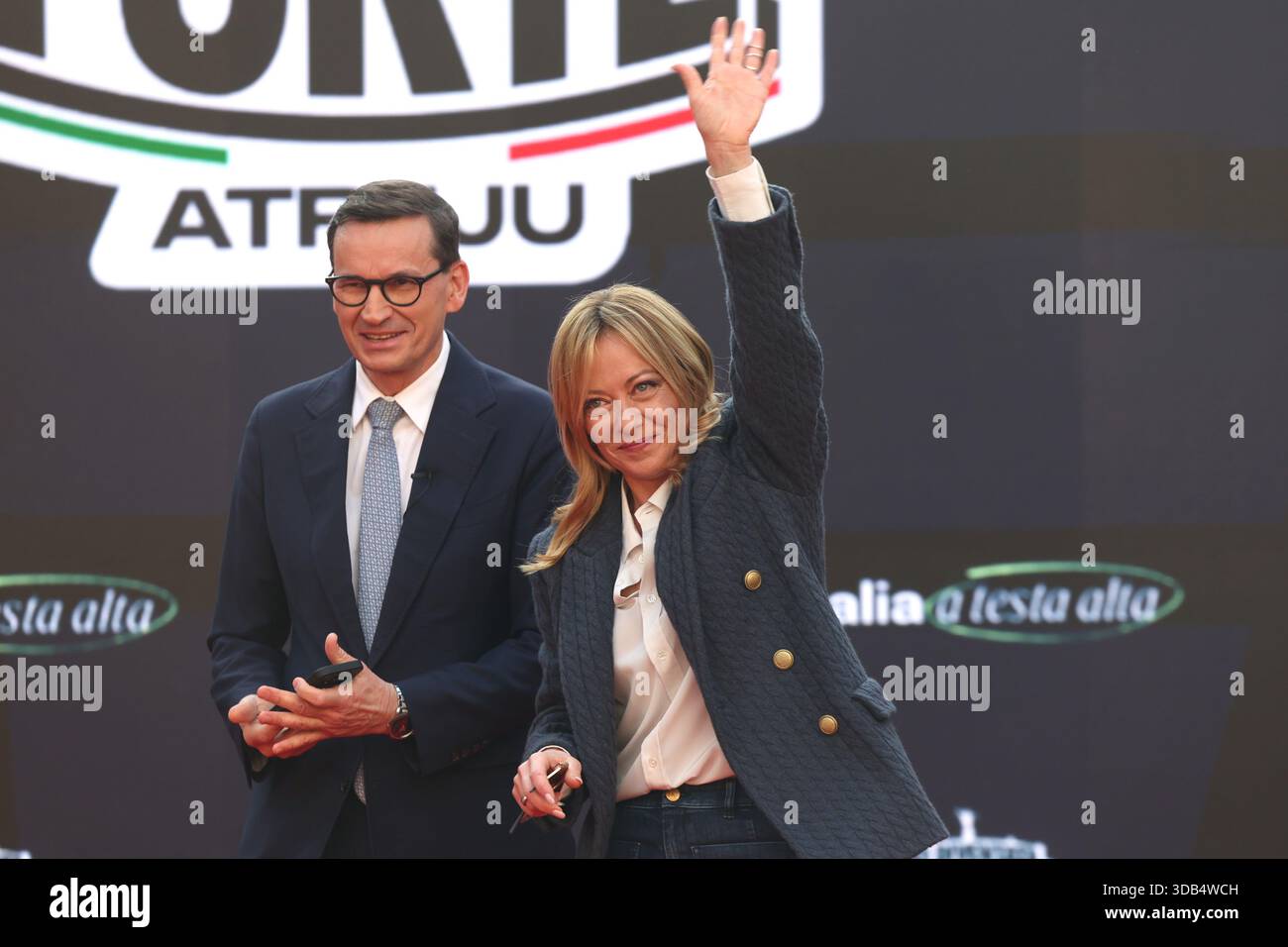 Rome, Italy - December 14, 2025: Giorgia Meloni with Mateusz Morawiecki ...