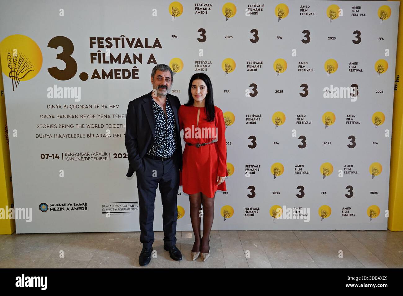 The famous Kurdish actor Nazmi Kirik (L) and actress Roni Mori Uygurlar ...
