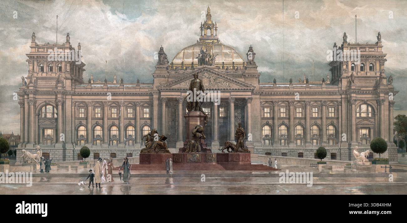 Reichstag building in Berlin, Germany, authentic reproduction of a ...