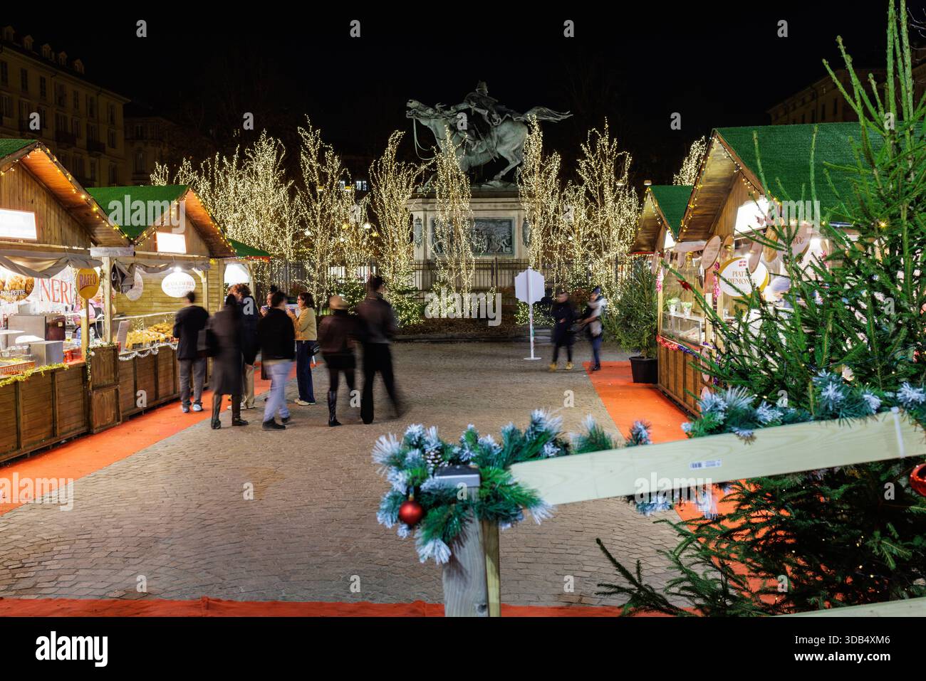 Turin, Piedmont, Italy - December 10, 2025: Christmas market set up in ...