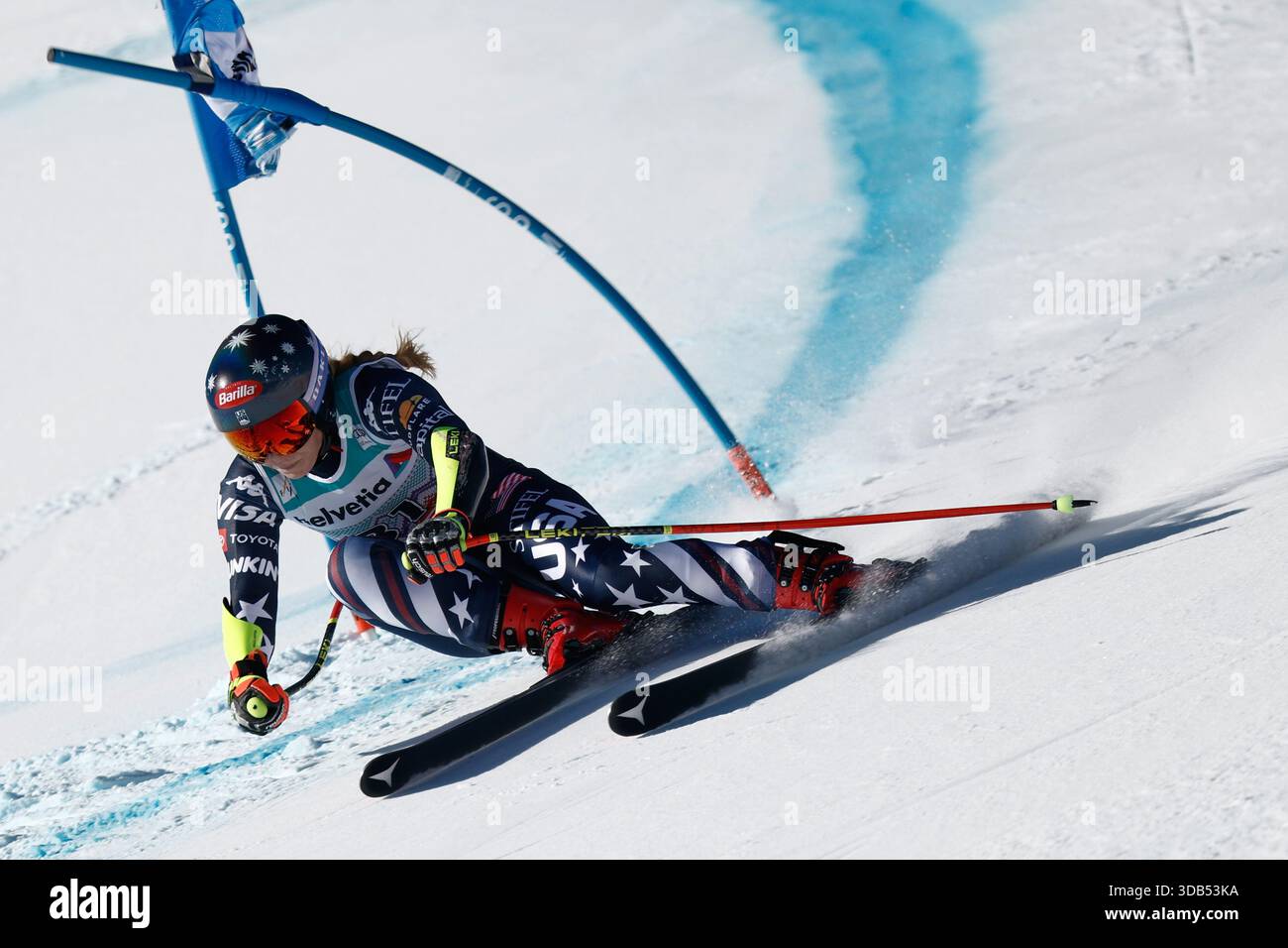 United States' Mikaela Shiffrin speeds down the course during an alpine ...