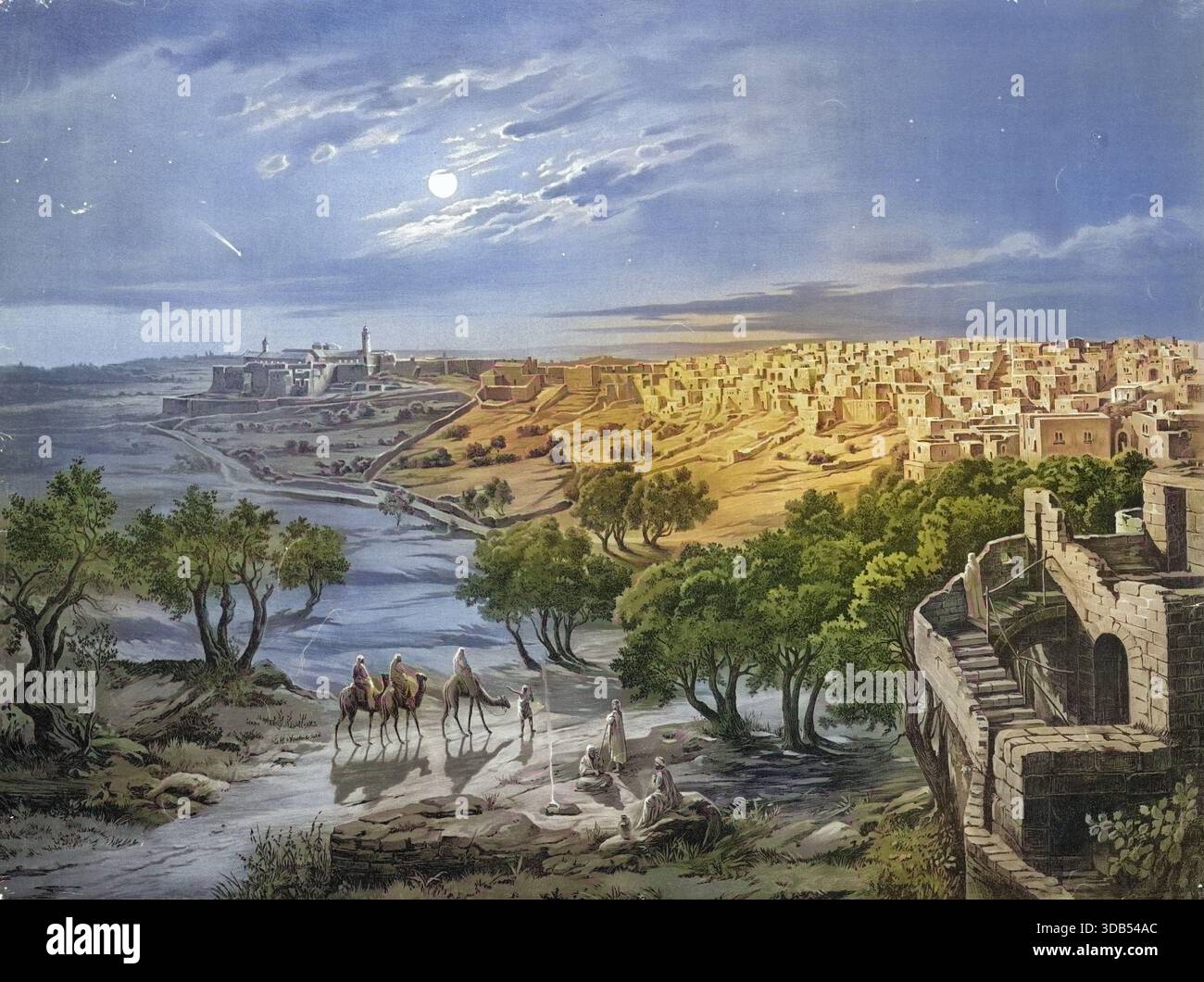 Night in Bethlehem, now Israel, authentic reproduction of a school wall ...