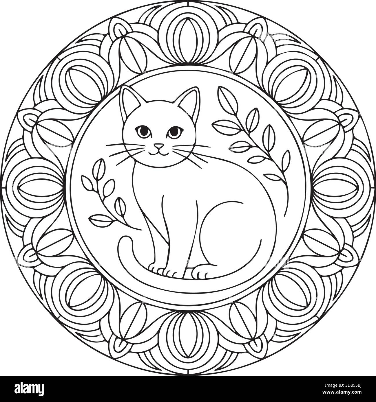 Adorable line art cat Stock Vector Images - Alamy