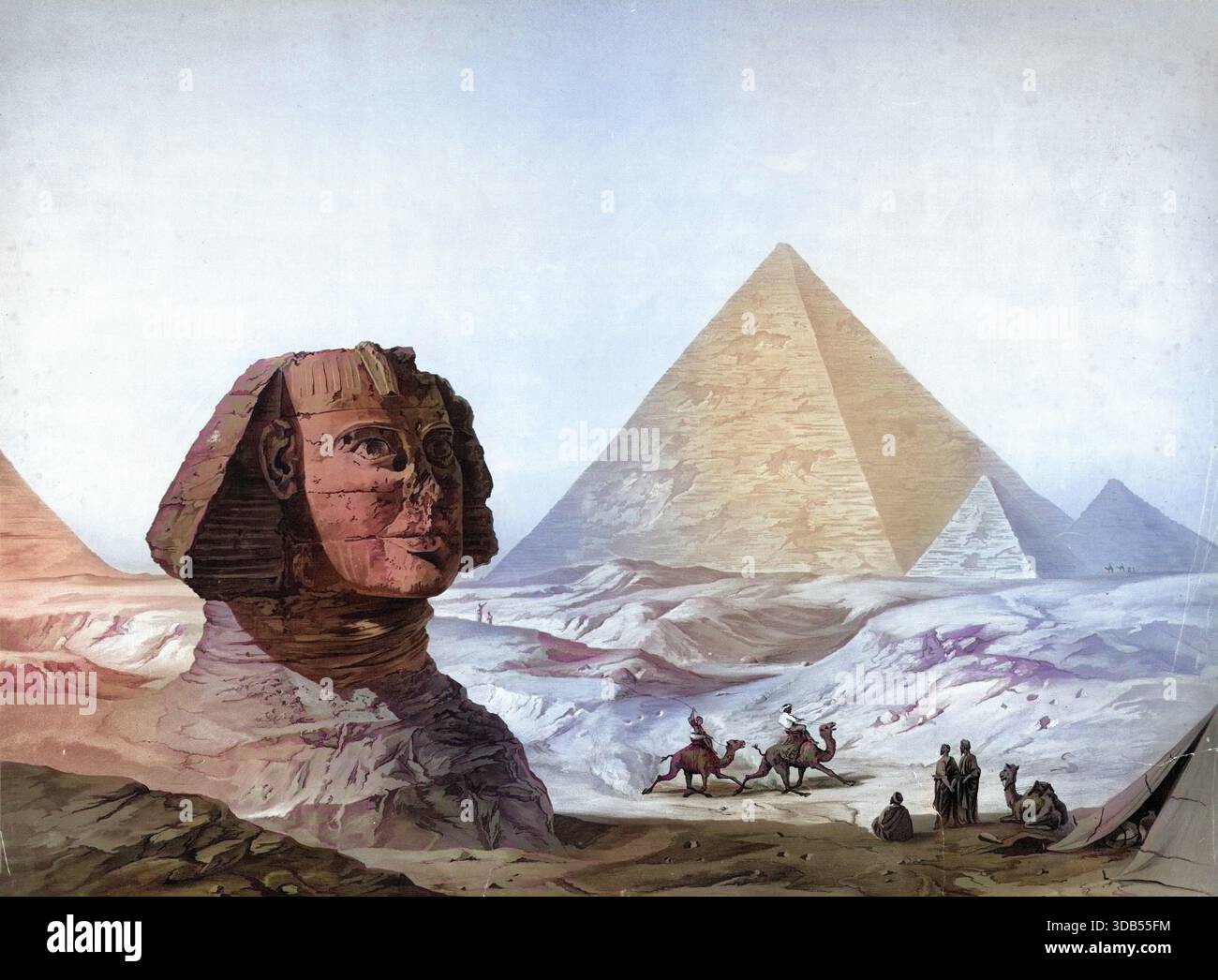 Sphinx and Pyramids of Giza, Egypt, authentic reproduction of a school ...