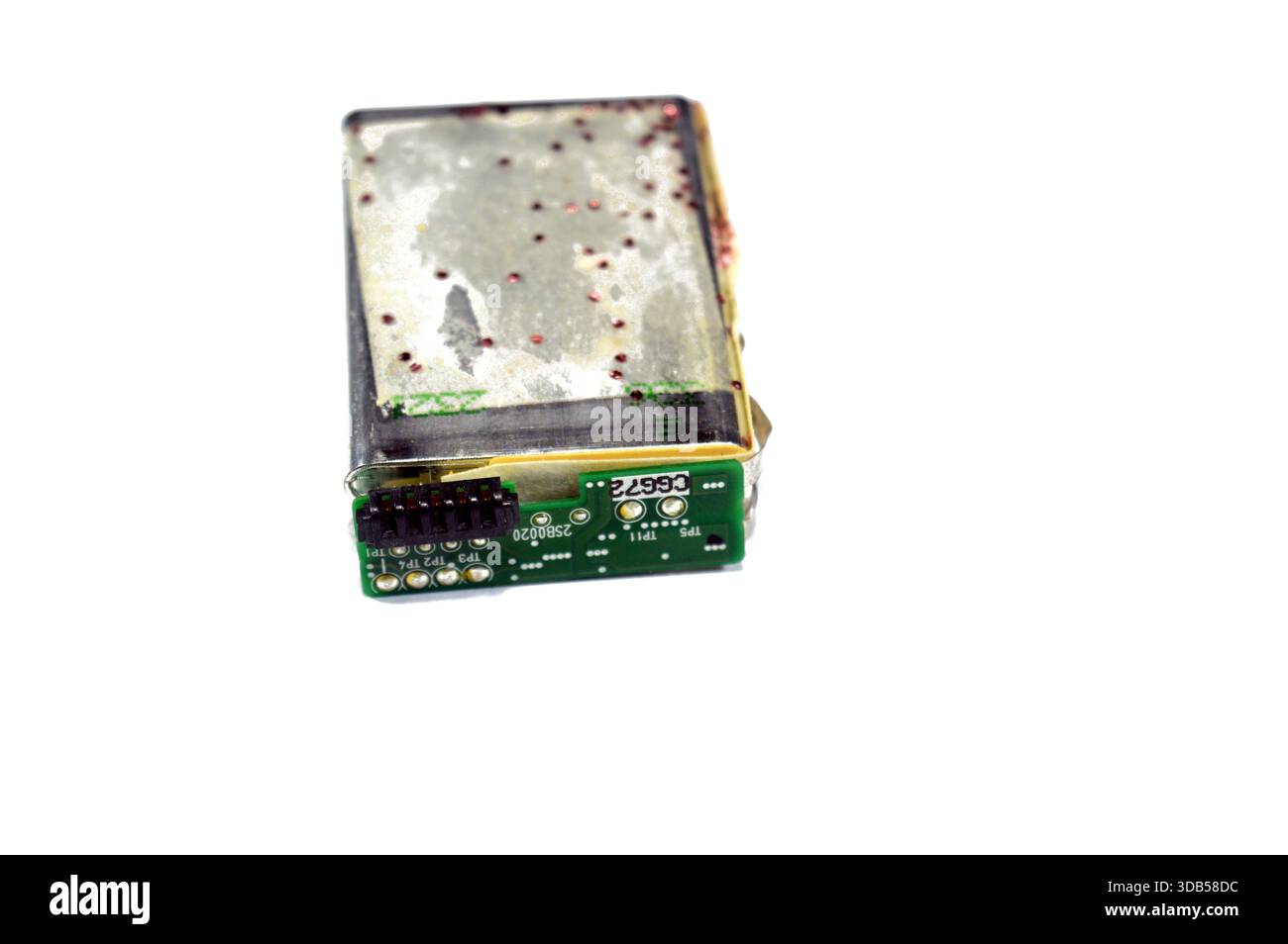 Cairo, Egypt, December 4 2025: damaged lithium ion batteries, possibly ...