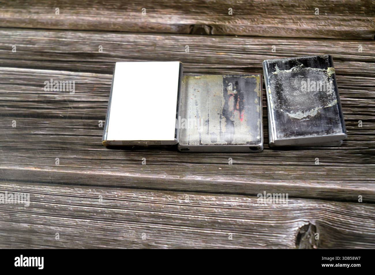 Piles of Bloated lithium ion batteries, possibly damaged by faulty ...