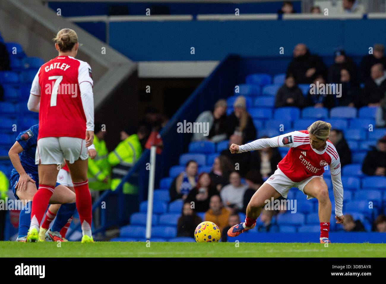 Liverpool, UK. 13th Dec, 2025. Kyra Cooney Cross (32 Arsenal) stumbles ...
