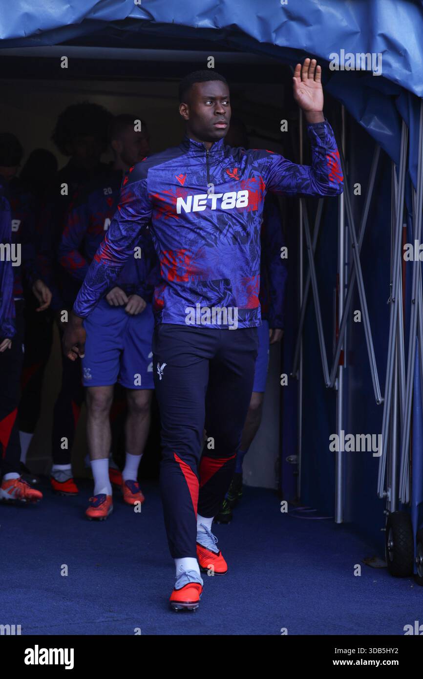 Crystal Palace defender Marc Guehi (6) enters the pitch for the warm up ...