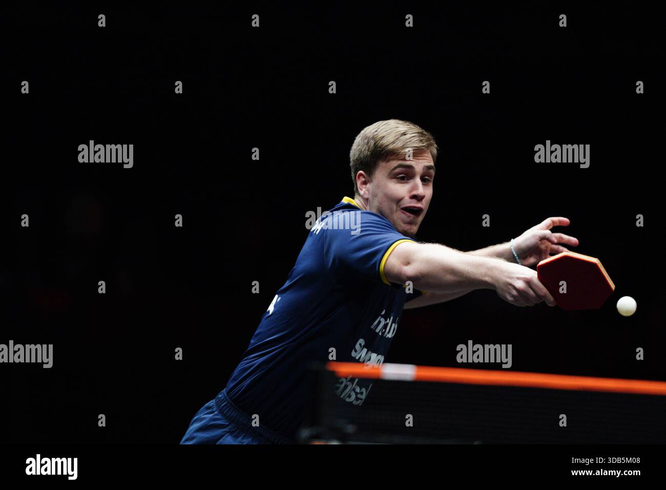 Truls Moregard, a Swedish table tennis player during the Men's Singles ...