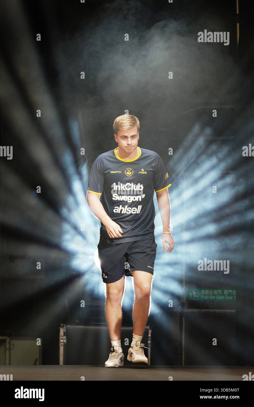 Truls Moregard, a Swedish table tennis player during the Men's Singles ...