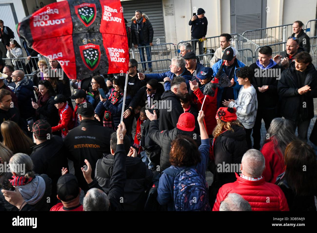 Team of Toulon arrival with suporters during the EPCR Champions Cup ...